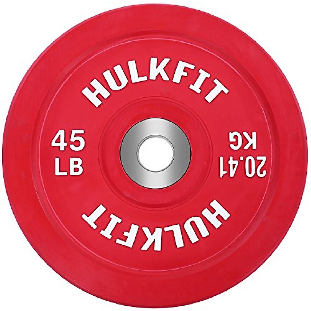 HulkFit Olympic 2-Inch Rubber Bumper Plate with Stainless Steel Insert, Red, 45lb, SINGLE