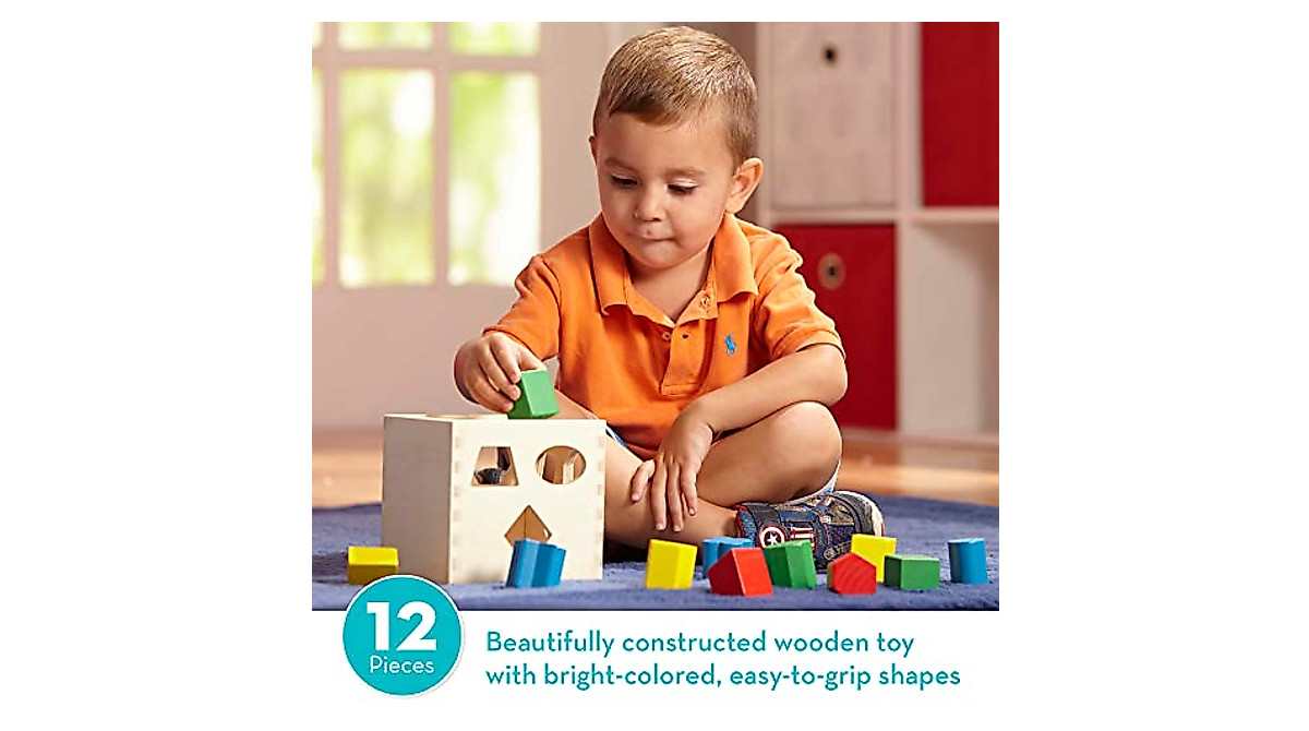 Melissa & Doug Shape Sorting Cube: Classic Wooden Toy - Ages 2+