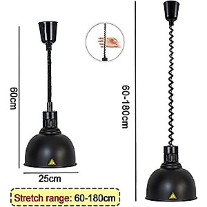 FUNNYBSG Buffet Retractable Heat Lamp Food Heat Lamp, Buffet Retractable Heat Lamp, Catering Kitchen Restaurant Chandelier for Keep Food Warm, 60-180cm Retractable Buffet Heating Light