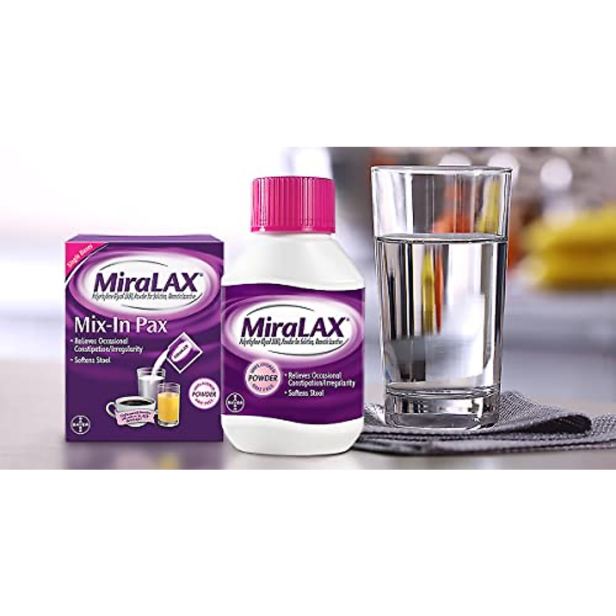 MiraLAX Laxative Powder for Gentle Constipation Relief, #1 Dr. Recommended Brand, 45 Dose Polyethylene Glycol 3350, Stimulant-Free, Softens Stool