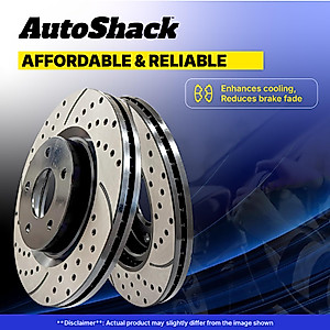 AutoShack Black Hat Drilled and Slotted Brake Rotors Rear Brake Rotor Replacement Kit for 2004 Nissan Pathfinder Armada 2004-2015 TITAN 2005-2015 2017-2019 Armada 2004-2010 INFINITI QX56 V8 PR41331LR