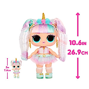 LOL Surprise Big Baby Hair Large 11" Unicorn Doll w/ 14 Including Shareable Accessories & Blue Pink Hair & Dress, Holiday Toy Playset, Great Gift for Kids Girls Ages 4 5 6+ Years