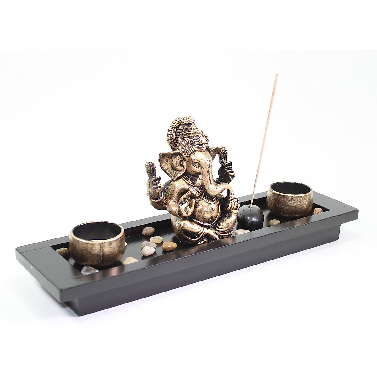 Elephant Ganesha Zen Garden Rocks Incense Burner Candle Holder Home Decor Gift