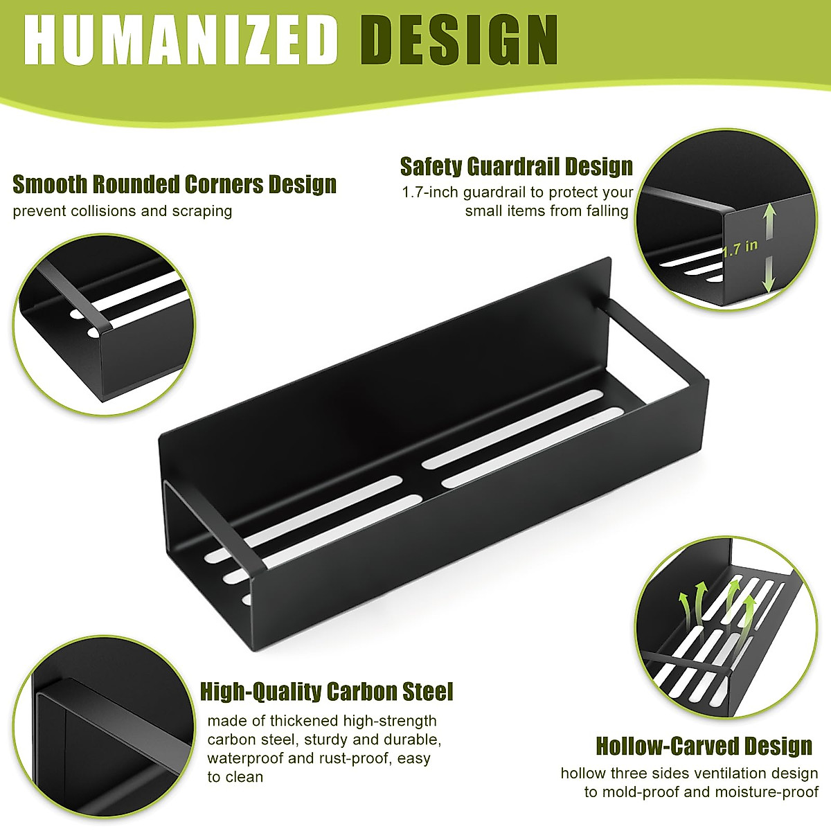 Hoenart Magnetic Spice Rack for Refrigerator, Moveable Magnetic Spice Organizer, 2 Pack Metal Strong Magnetic Shelf for Fridge and Microwave Oven, Space Saving for Kitchen (Black)