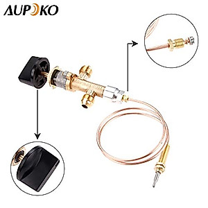 Low Pressure LPG Propane Gas Fireplace Fire Pit Flame Failure Safety Control Valve Kit, with Thermocouple Knob Switch with 5/8''-18UNF Flare Inlet & Outlet Replacement for Gas Grill Heater Fire Pit