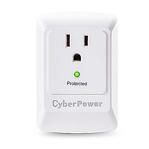 CyberPower CSB100W Essential Surge Protector, 900J/125V, 1 Outlet, Wall Tap