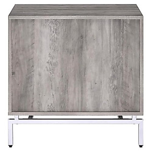 Acme Cistus Wooden Accent Table in Weathered Gray Oak and White