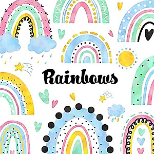 Mitoykus 2 Sets Pastel Wall Stickers Rainbow Bunny Egg Carrot Hyacinth Watercolor Wall Decals for Kids Room Party Nursery