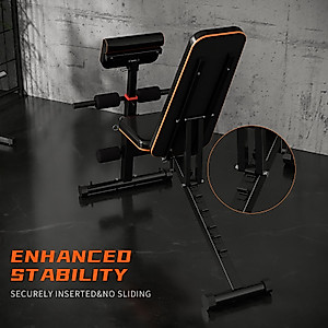 Weight Bench for Home Gym, Adjustable and Foldable Weight bench, Multi-purpose Workout Bench, Bench Press Sit up Incline Flat Decline all in 1, Stable Gym Bench for Full Body Exercise