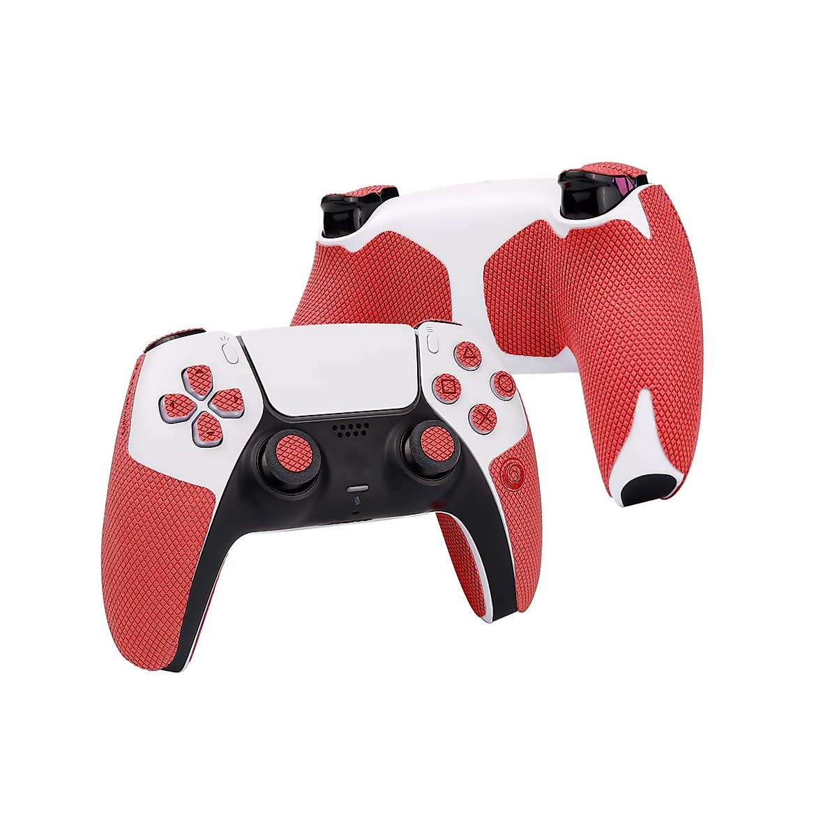 TALONGAMES Controller Grips Compatible with Playstation 5 DualSense, Anti-Slip, Sweat-Absorbent, Textured Skin kit, for PS5 Controllers Handle Grips, Buttons, Triggers, D-pad (Pro Version - Red)