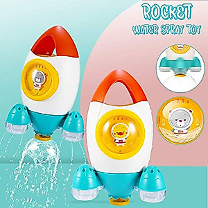 Baby Bath Toy, Spray Water Bathtub Toy, Space Rocket Fountain Shower Toys, Fun Bath Time Tub Toy,Gift for 18 Months,2,3 Year Olds Infants Toddlers Boys Girls Kids Children