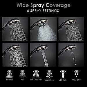 Aquarius Mist Handheld Oil Rubbed Bronze Shower Heads with Handheld Spray and Hose (Extra Long) Spa Grade High Pressure Showerhead wand With 6 Spray Settings – Adjustable Mount Holder & Teflon Tape