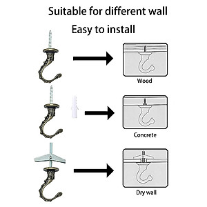 OBSTKUCHEN 5 Sets Swag Ceiling Hooks Heavy Duty Swag Hook with Hardware for Hanging Plants Ceiling Installation Cavity Wall Fixing (5 Sets Bronze)