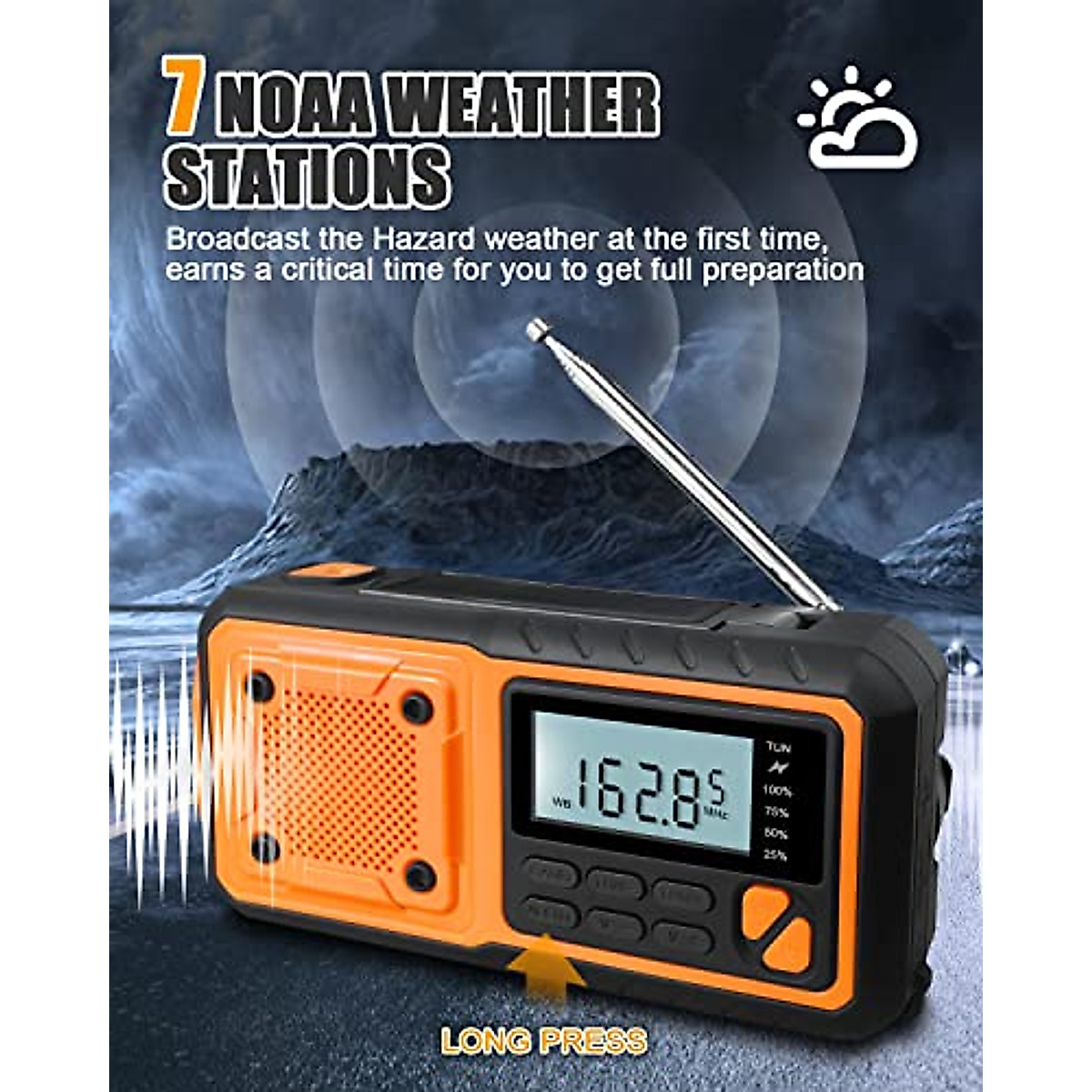 2023 Newest Emergency Radio, 4000mAh Power Bank Solar Hand Crank Radio, AM/FM/WB/NOAA and Alert Portable Weather Radio, Multifunctional SOS Alarm Survival Radio with Flashlight for Outdoor Home