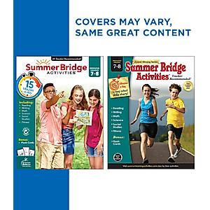 Summer Bridge Activities 7th to 8th Grade Workbook, Math, Reading Comprehension, Writing, Science, Social Studies, Fitness Summer Learning Activities, 8th Grade Workbooks All Subjects With Flash Cards