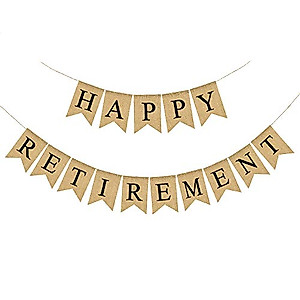 Jute Burlap Happy Retirement Banner Retirement Party Bunting Garland Decoration Supply