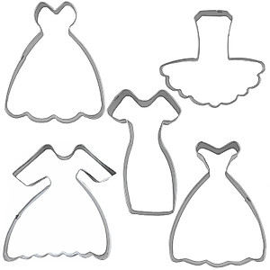 Dress Shaped Cookie Cutters Set of 5 pcs, Stainless Steel Wedding Dress Princess Dress Fondant Cutter Molds Baking DIY