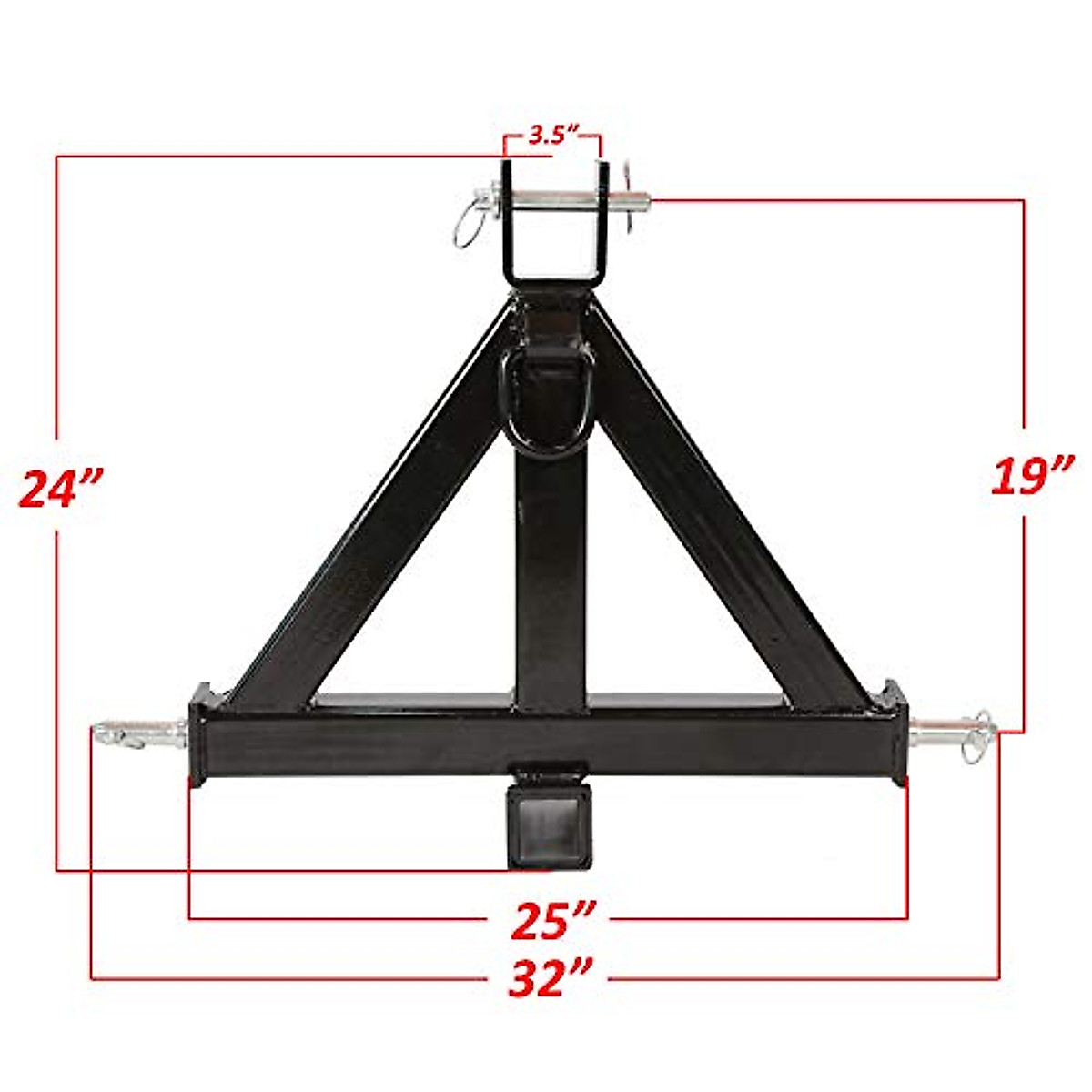3 Point 2" Receiver Trailer Hitch Category 1Tractor Tow Drawbar Pull Black Heavy Duty