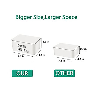 Moorfowl Dryer Sheets Container Box with Lid, Upgarde Design(8.2L x 4.9W x 3.9H inches), Laundry Fabric Sheets Dispenser Farmhouse Dryer Sheets Holder for Laundry Room Decor – Organization & Storage