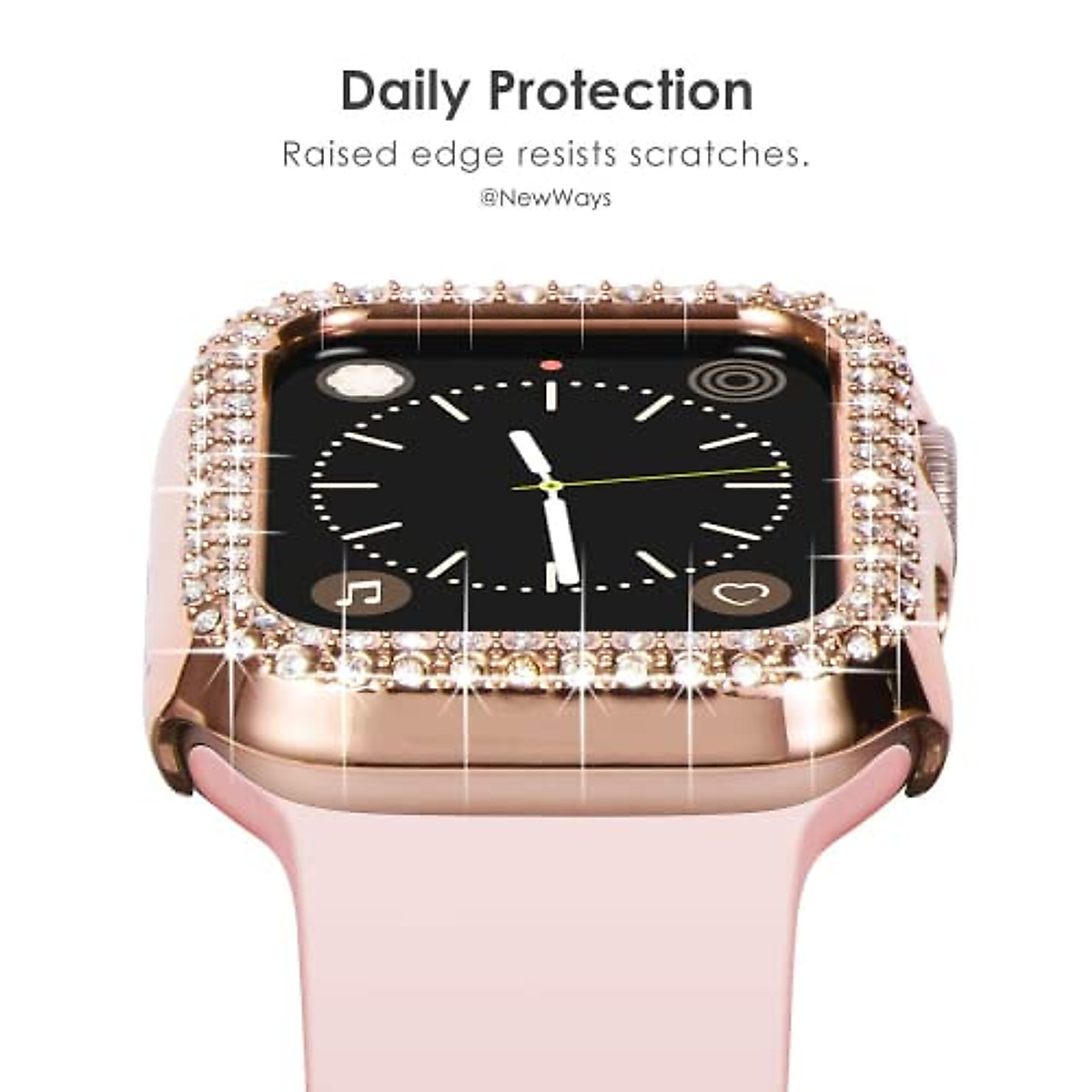 NewWays 2-Pack Bling Compatible for Apple Watch Cases 40mm SE 2022 Series 6 5 4, Protective Bumper for iWatch SE Series 4/5/6 (40mm, Rose Gold/Clear)