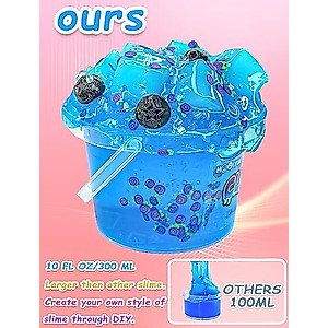 20 FL OZ Premade Slime, 2 Pack Big Slime Bucket with Jelly Cube, Glimmer Crunchy Slime Stretchy and Non-Sticky, Slime Kits Include 10 Sets Add-ins, Party Favors for Kids, Sensory Toy Stress Relief