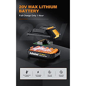 Adedad Cordless Leaf Blower with Battery and Charger 160 MPH Lightweight Blowers for Lawn Care Battery Powered Leaf Blower 2.0AH Battery - New Version More Powerful