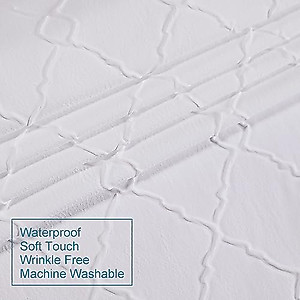 Lecloud White Shower Curtain for Bathroom, 3D Embossed Geom Pattern Hotel Quality Bathroom Shower Curtain, Machine Washable Waterproof Fabric Bath Curtain for Bathroom and Bathtubs, 72" Wx72 L