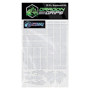 Dragon Grips Gaming Keyboard Grips, 35 Pcs Clear Keyboard Grip Stickers, Fits for All Mechanical Keyboards, Backlit Keycaps, and Self-Adhesive Rubberized Gaming Mouse Grip Tape for Razer & Logitech