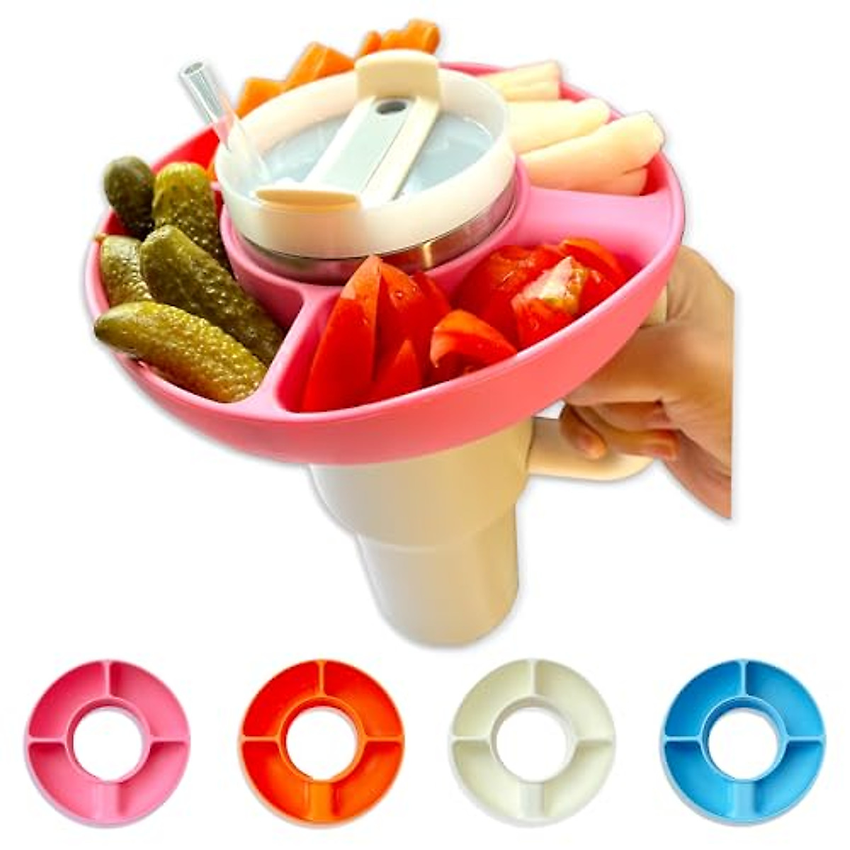 BELL BEAR Snack Bowl For stanley Cup Accessories，For stanley 40 oz tumbler with handle，simple modern 40 oz tumbler Accessories，Snack Bowl Combo (pink)