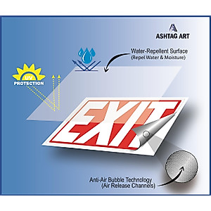 3 x Exit Sign Stickers, Exit Signs Designed as per NFPA Safety Standards (10 x 7 inches) Premium UV Protected, Strong Adhesive Vinyl Scratch, Fade Resistance and Spill Proof, Indoor and Outdoor
