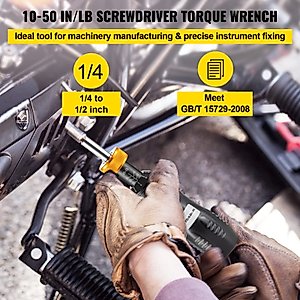 VEVOR Torque Screwdriver, 1/4" Drive Screwdriver Torque Wrench, Torque Screwdriver Electrician 10-50 in/lbs Torque Range Accurate to ±5%, 1/4 to 1/2 Conversion Head with Bits & Case