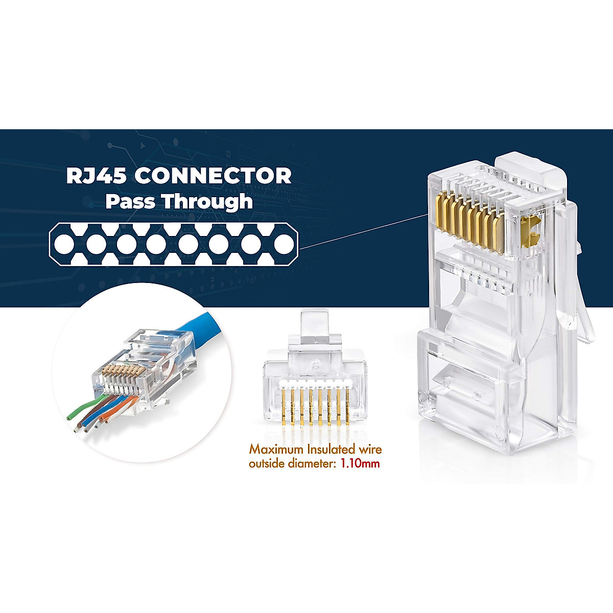 GTZ Bundle – 2 Items: Speed Termination Tool with 20 Pack of RJ45 Keystone Jacks + 200 Pack of Cat6 Pass Through Connectors