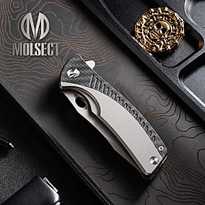 MOLSECT Soar Pocket Folding Knife, Frame Lock EDC Knives 3.27" S35VN Blade Titanium-Carbon Fiber Handle, Everyday Carry Knife for Outdoor Indoor Hiking Camping Fishing Hunting Work Men Women Gift