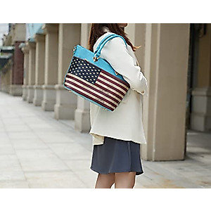 MKF Collection USA Tote Crossbody Bag for Women, American Flag Vegan Leather Top-Handle Messenger, Satchel Shoulder bag Purse