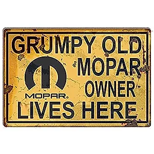 ELEtina Tin Sign New Door Mopar Old Grumpy Owner Vintage Personality Wall Decoration Poster 8 Inch X 12 Inch Metal Sign