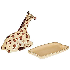 Blue Sky Ceramic 7.75"X5"X6.75" 7.75" x 5" x 6.75" Giraffe Butter Dish, Multi