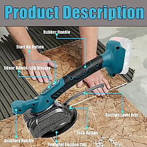 Tile Vibration Leveling Machine for Makita 18V Battery, Cordless Portable Tile Vibrator Tool with 5 Adjustable Speed & Suction Cup & Digital Display & Package Bag for Floor Wall Tile(Tool Only)