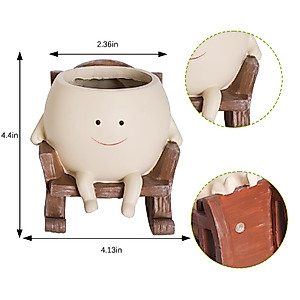 Face Flower Pots for Plants Rocking Chair Planters Funny Succulent Planter Live Cute Resin Flower Pots Head Planter for Indoor Outdoor Plants Gift Ideas for Mother and Christmas
