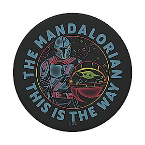 Star Wars: The Mandalorian & The Child Neon Line Art PopSockets PopGrip: Swappable Grip for Phones & Tablets