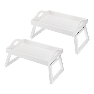 PATIKIL Sofa Armrest Tray, 2 Pack Arm Table Couch Tray Clamp on Table Portable Sofa Arm Table Wooden Couch Serving Platter for Drinks Eating, White