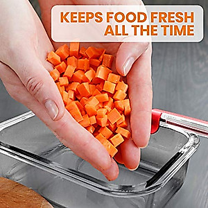 NutriChef Superior Glass Food Storage Containers - 24-Piece Stackable Glass Meal-prep w/ Newly Innovated Hinged BPA-Free 100% Leakproof Locking Lids - Freezer-to-Oven-Safe - NutriChef NCGLRED (Red)