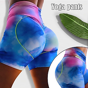 Bblulu Women Yoga Shorts Ruched Booty Biker Shorts High Waisted Gym Workout Shorts Butt Lifting Hot Pants