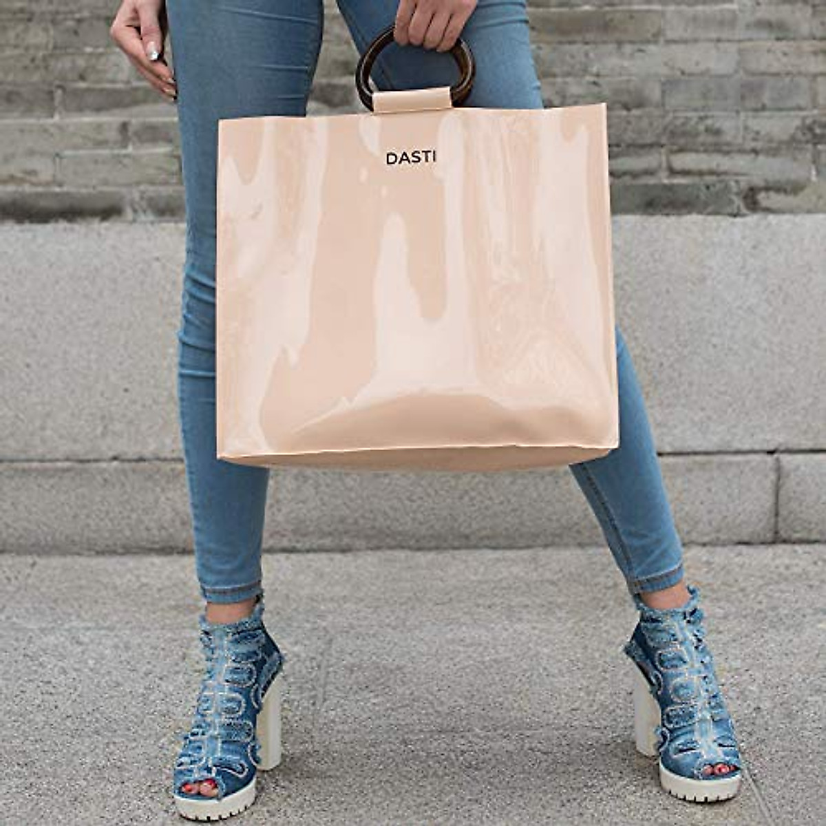 Designer Plastic purses and handbags - Vynyl Clear Transparent Bag - PVC Bags clear Purse - Waterproof Designer Clear Handbags - Bolsa Trasparente de Mujer (High Glass Powder)