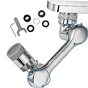 Lifeadhoc Faucet Extender Aerator, 1440° Universal Swivel Robotic Arm Sink Faucet Extension Aerator & Sprayer Attachment for Kitchen, Bathroom, Laundry with 2 Water Outlet Modes