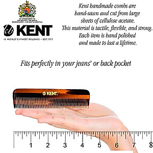 Kent Set Men's Hair Pocket Combs, Tortoise 81T X-Small, FOT All Fine Tooth, R7t Double Toothed Fine and Coarse. Best Hair, Beard and Mustache Grooming Kit for Travel and Home Care, Handmade in England