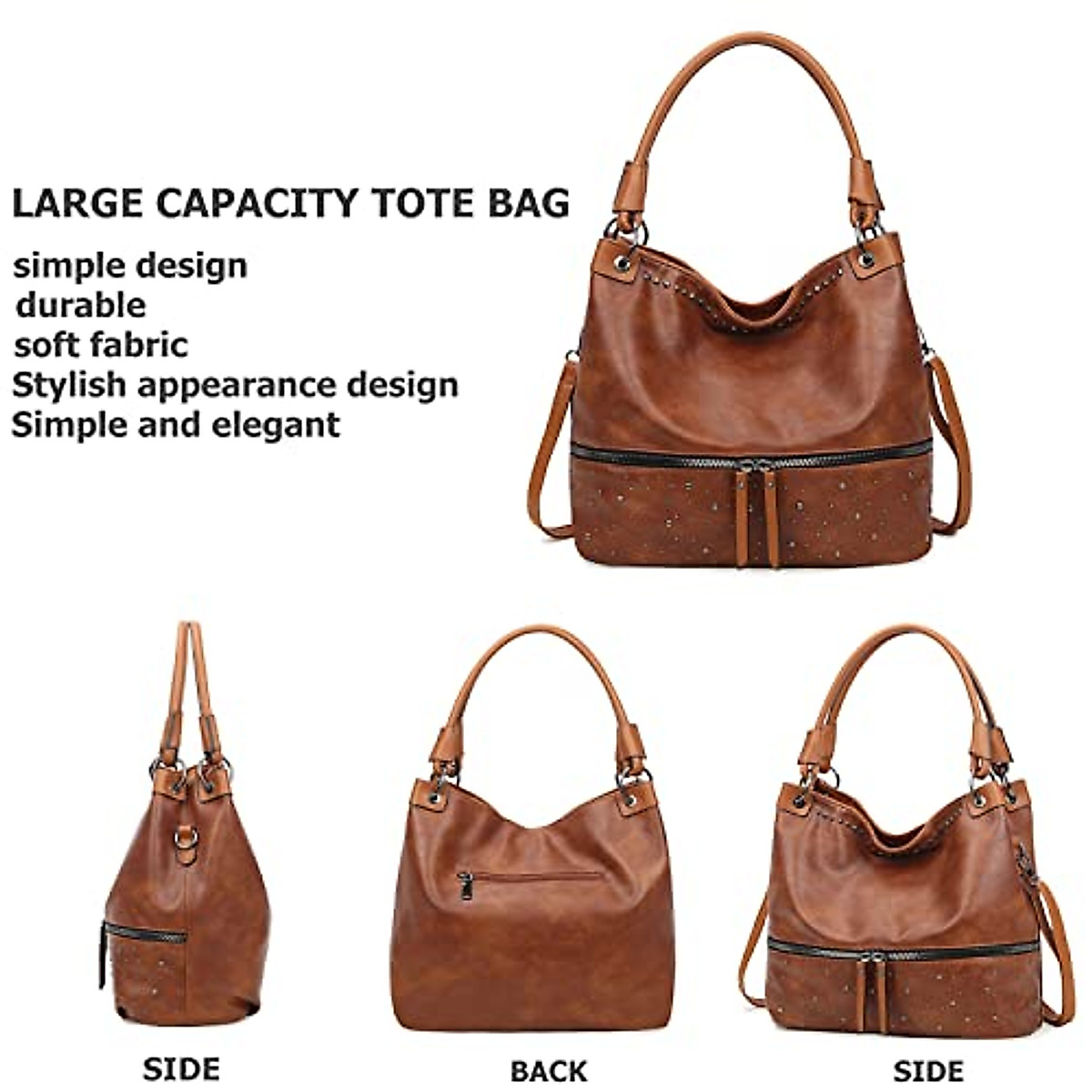 TUGONK Hobo Bags Handbags for Women,Fashion Rivet Studded Hobo Purse Large Shoulder bag Crossbody Purse