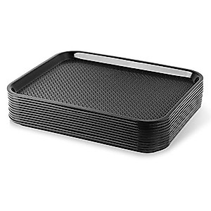 New Star Foodservice 24692 Black Plastic Fast Food Tray, 14 by 18-Inch, Set of 12