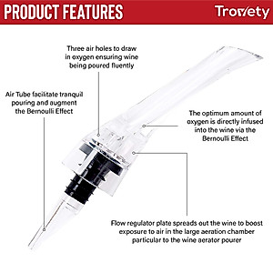 Trovety Aerators For Wine - Hawk-Bill Shape for Easy, No Drip Wine Aerator Pourer - Unique Built-In Aerator System for Fast Decanting - Can Fit Most Bottle Spout Sizes