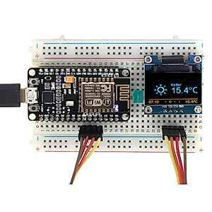 DAOKI ESP8266 Starter Kit ESP8266 Weather Station Kit for IoT Arduino IDE with ESP8266 ESP-12E Development Board 0.96" OLED Display and DHT11 Temperature and Humidity Sensor + Breadboard