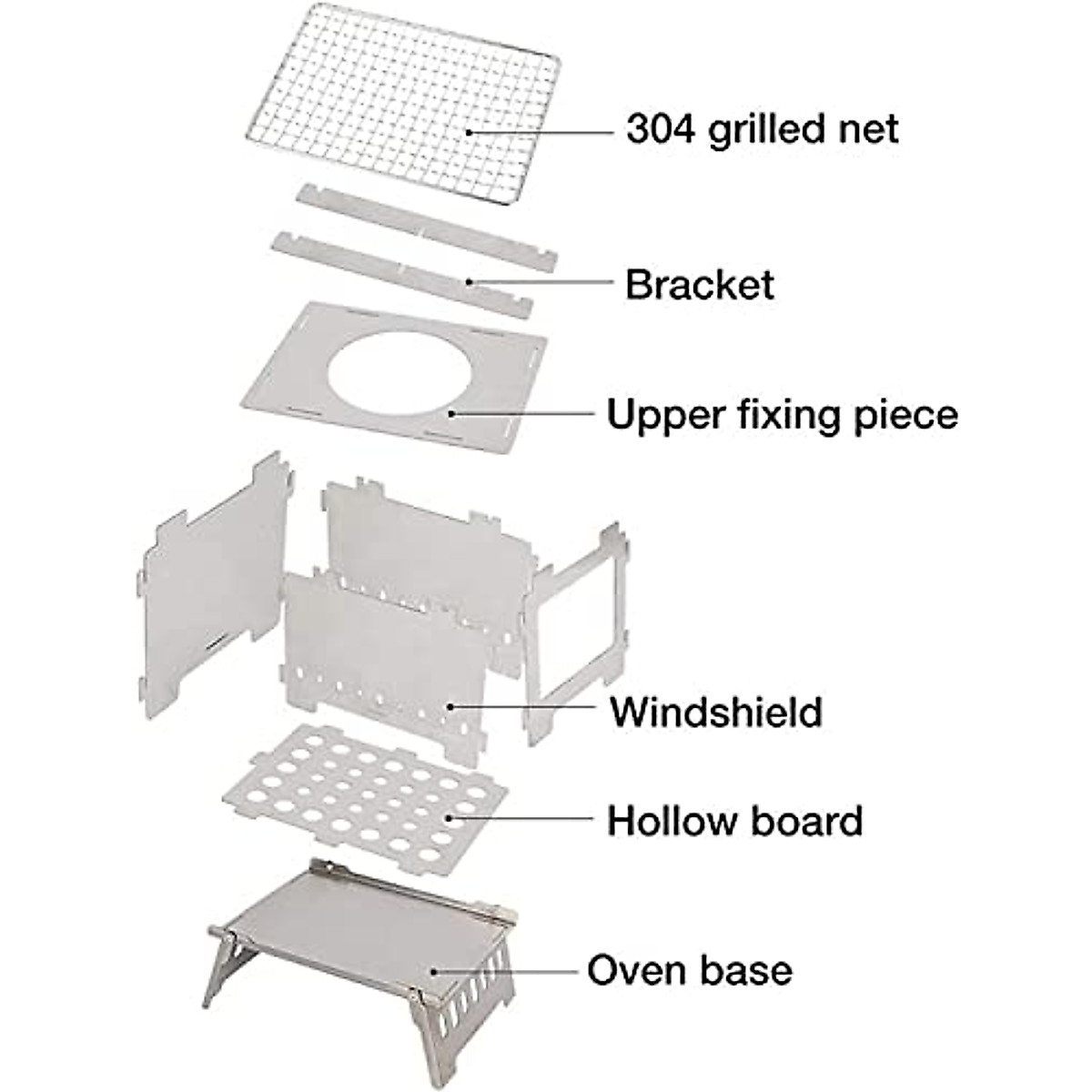 Safety certification Charcoal Grill Barbecue, Portable Stainless Steel Smoker BBQ, Folding Wood Burning Barbecues, Tabletop Grill for Outdoor Garden Cooking Camping Hiking Picnic